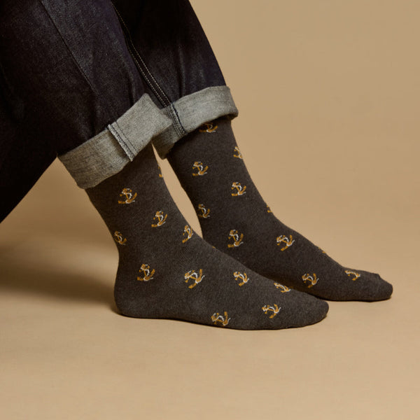 Our men's socks : Grey Anchors - Armor-Lux x Maison Broussaud